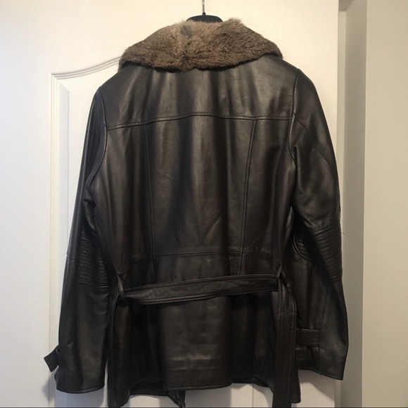 Danier | Jackets & Coats | Danier Leather Jacket With Rabbit Fur Collar | Poshmark